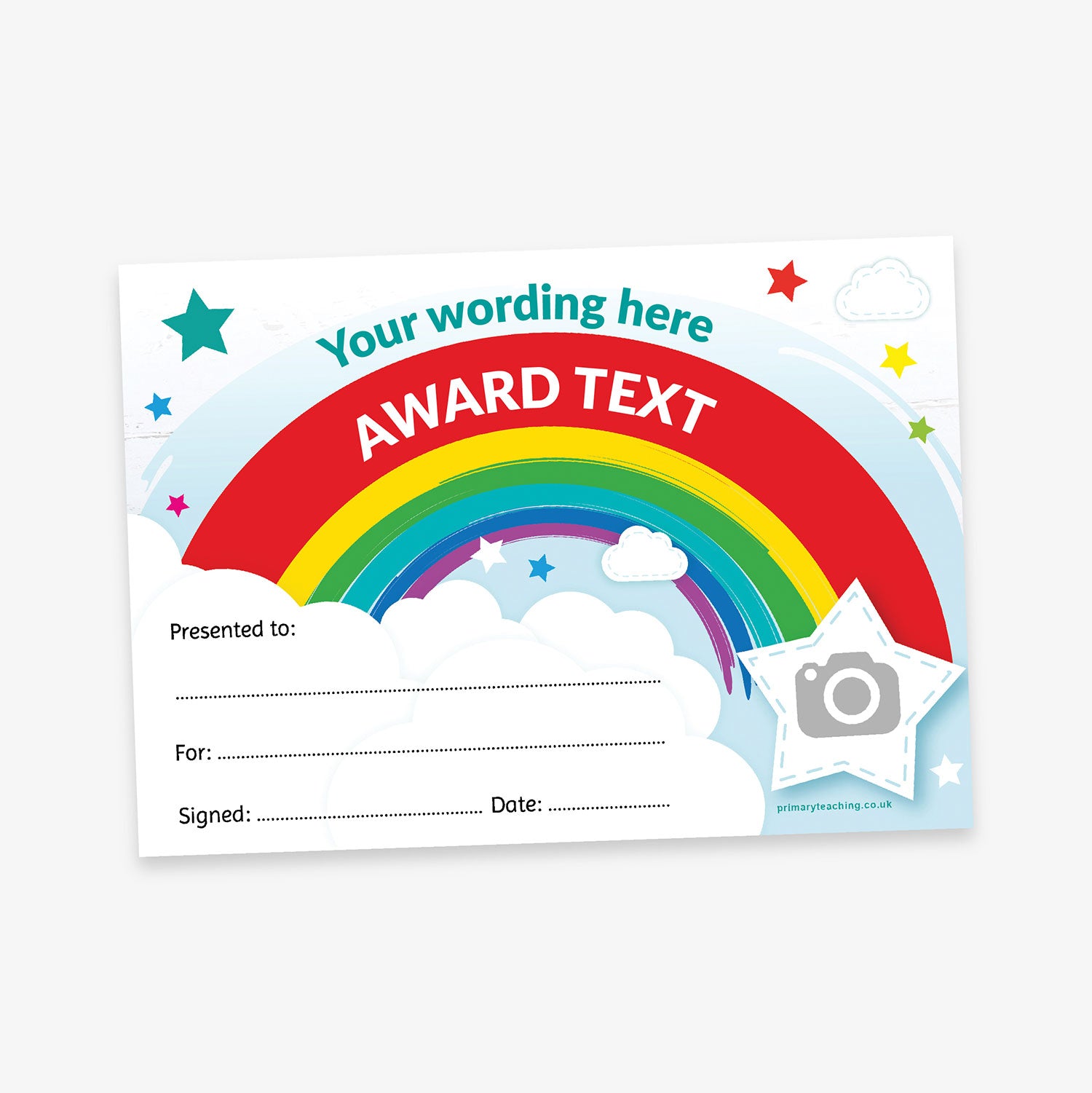 Personalised Rainbow Award Certificate | A5 | Personalised