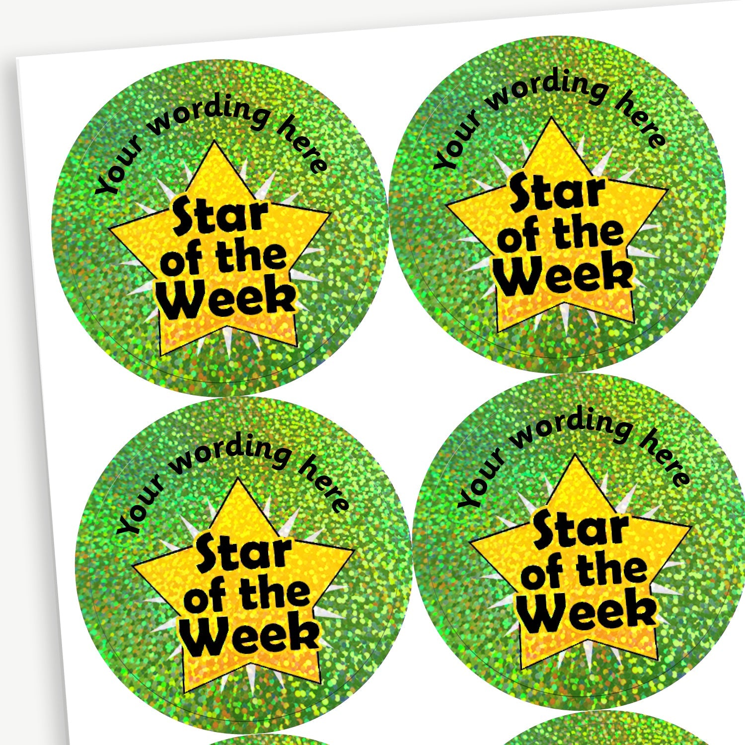 Personalised Holographic Star of the Week Stickers | 37mm