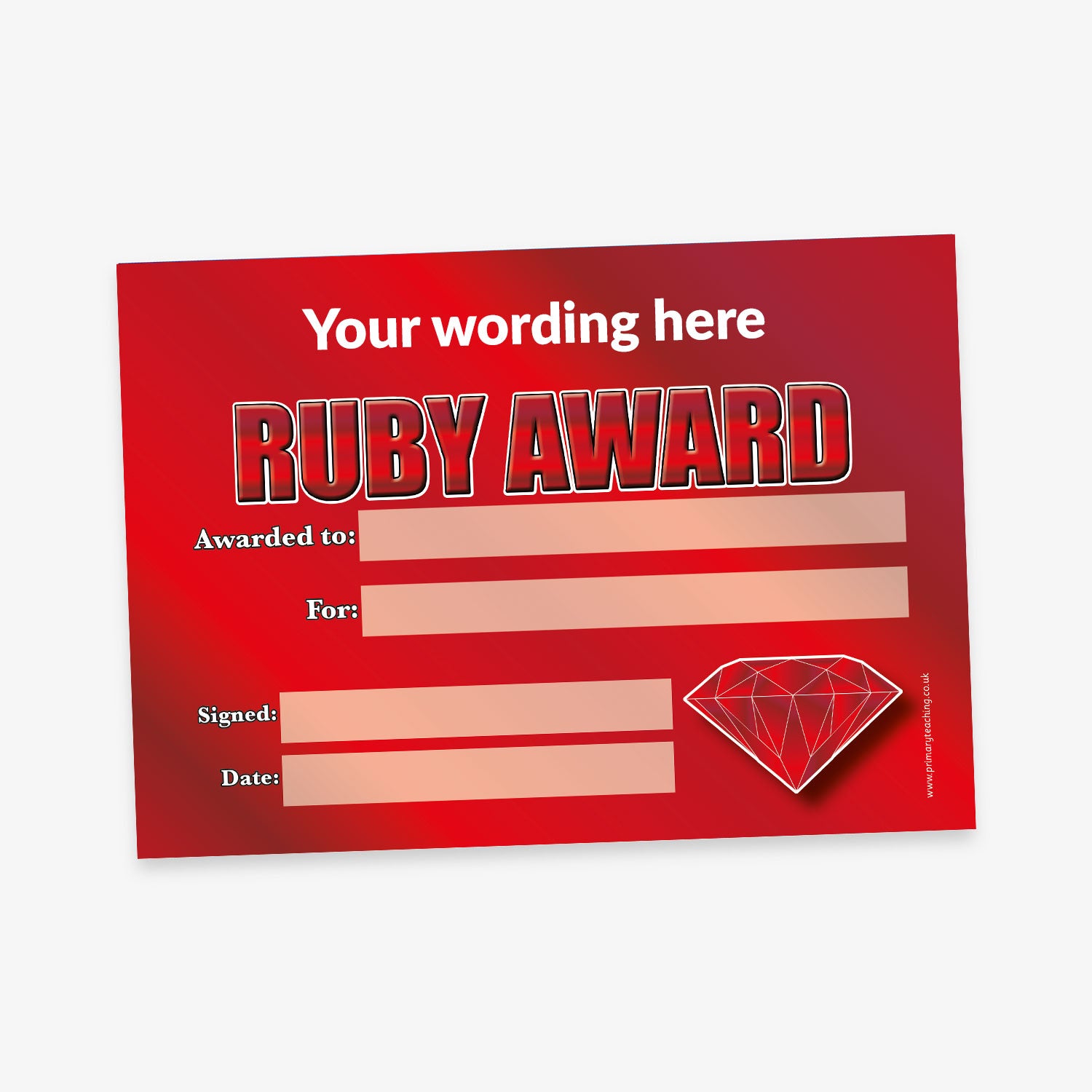 Personalised Certificate | Ruby Award |Classroom Reward