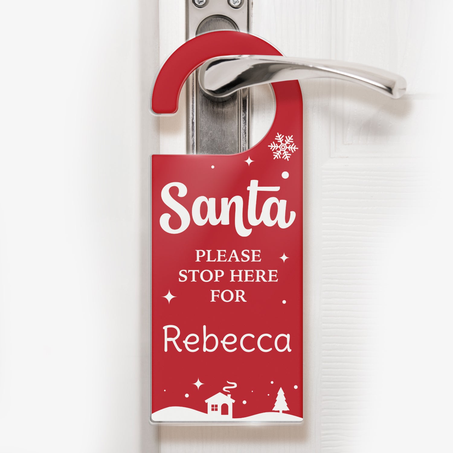 Personalised Santa Stop Here Door Hanger | Christmas Eve
