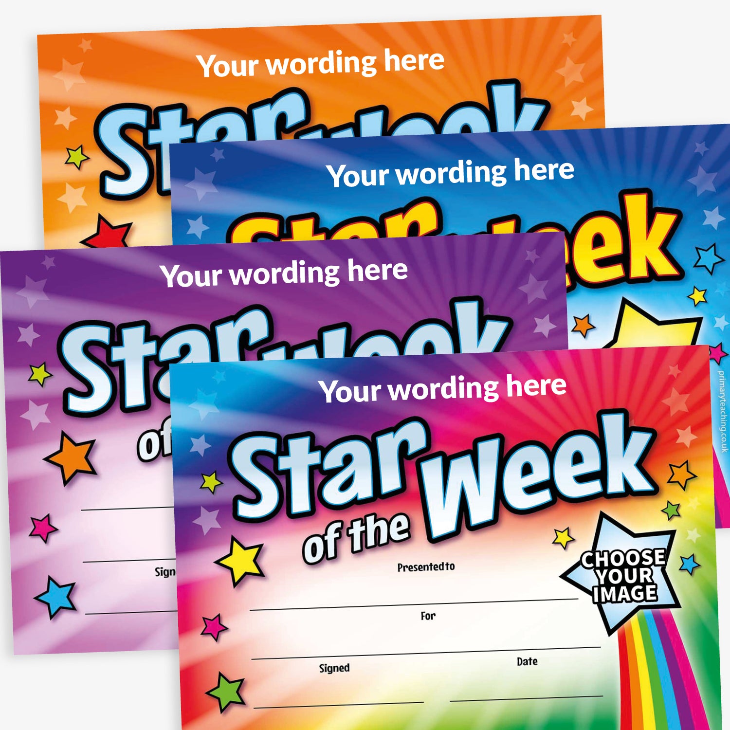 Star of Week Certificates | Personalised | Colour Choice