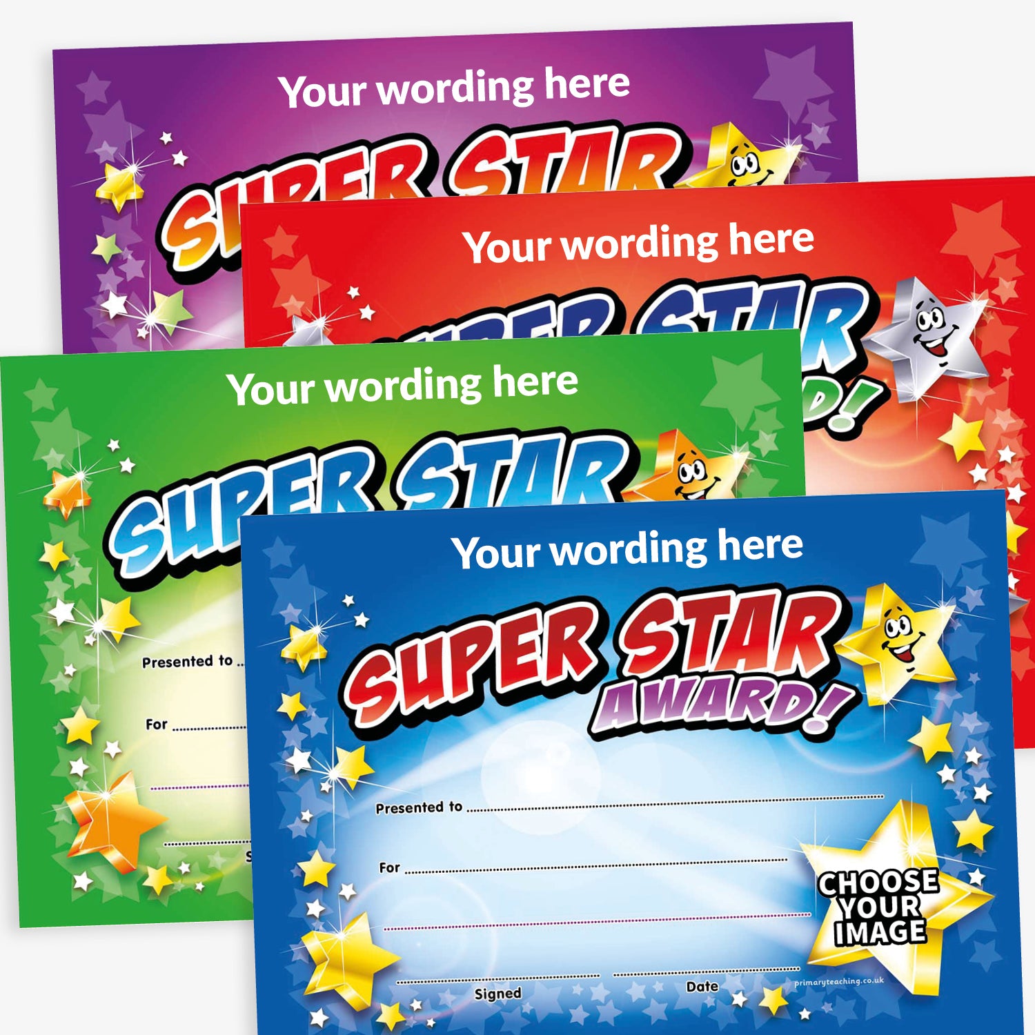 Super Star Award Certificates | Personalised | Colour Choice