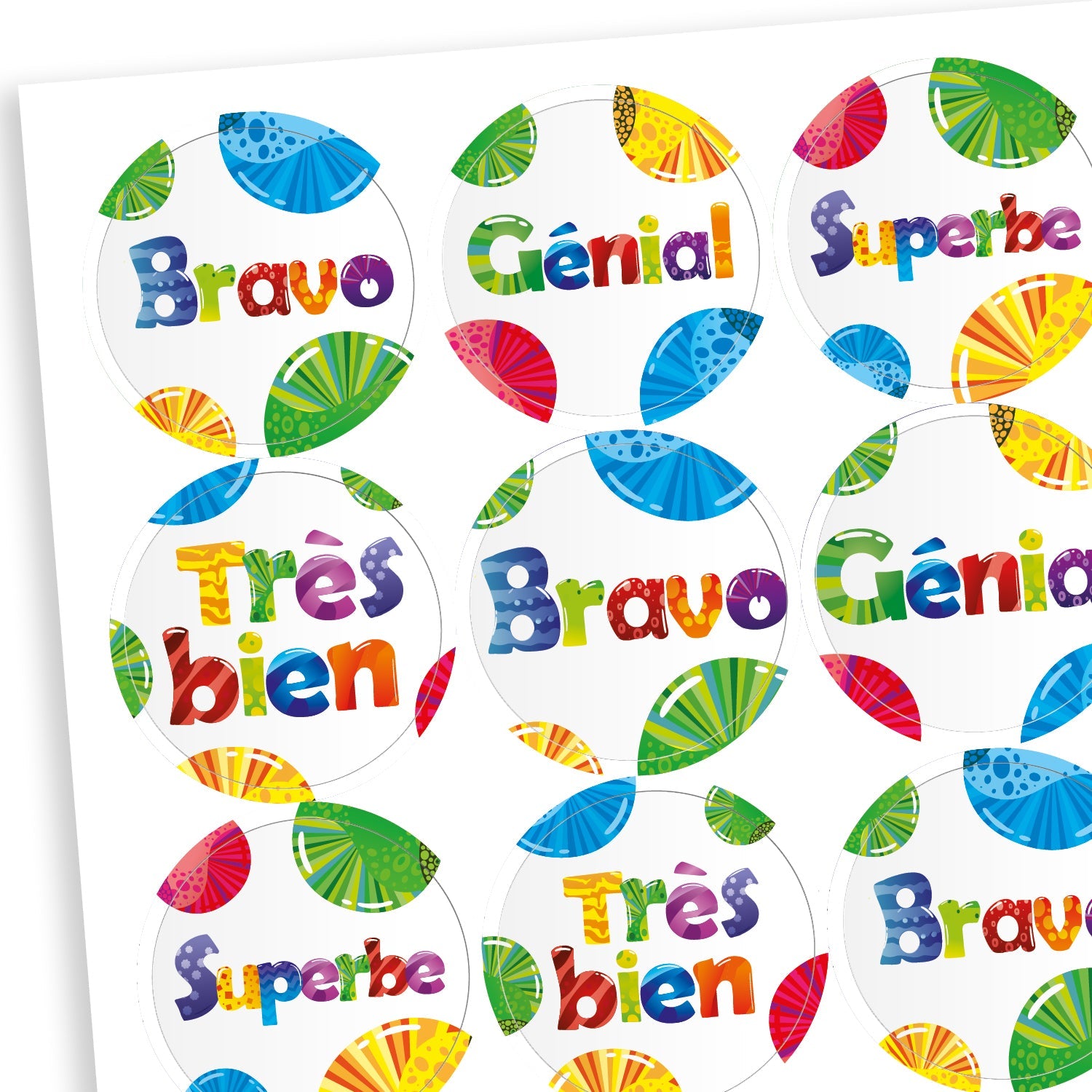 French Stickers | 30 Stickers | 25mm | Classroom Rewards
