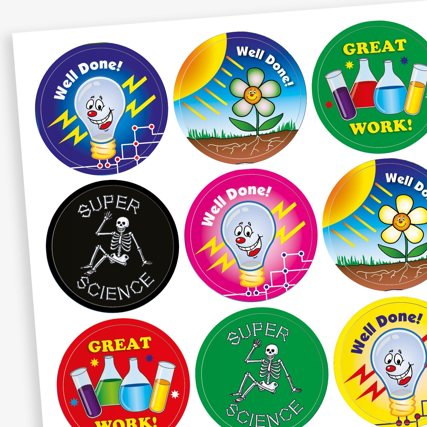 Science Stickers | 25mm | 30 Stickers | Pupil Reward