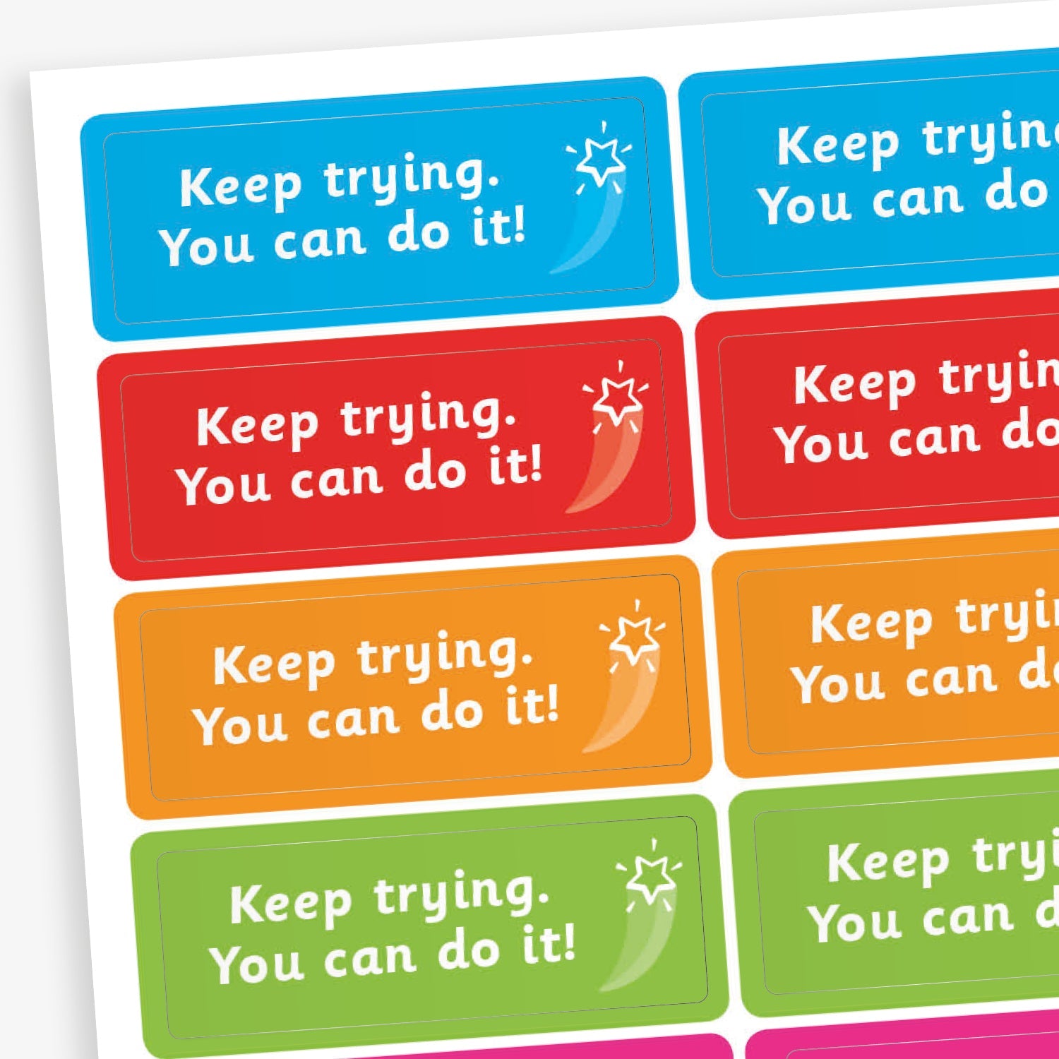 Growth Mindset Stickers | Keep trying. You can do it!
