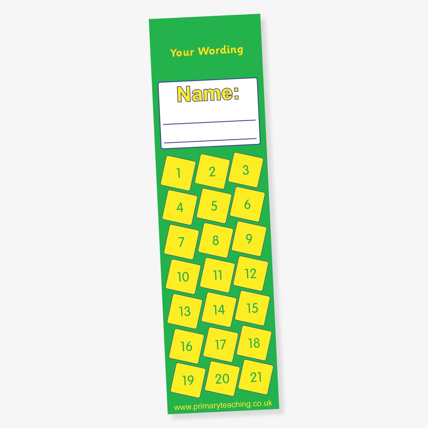 Personalised Green Bookmark | 59mm x 210mm | Pupil Reward