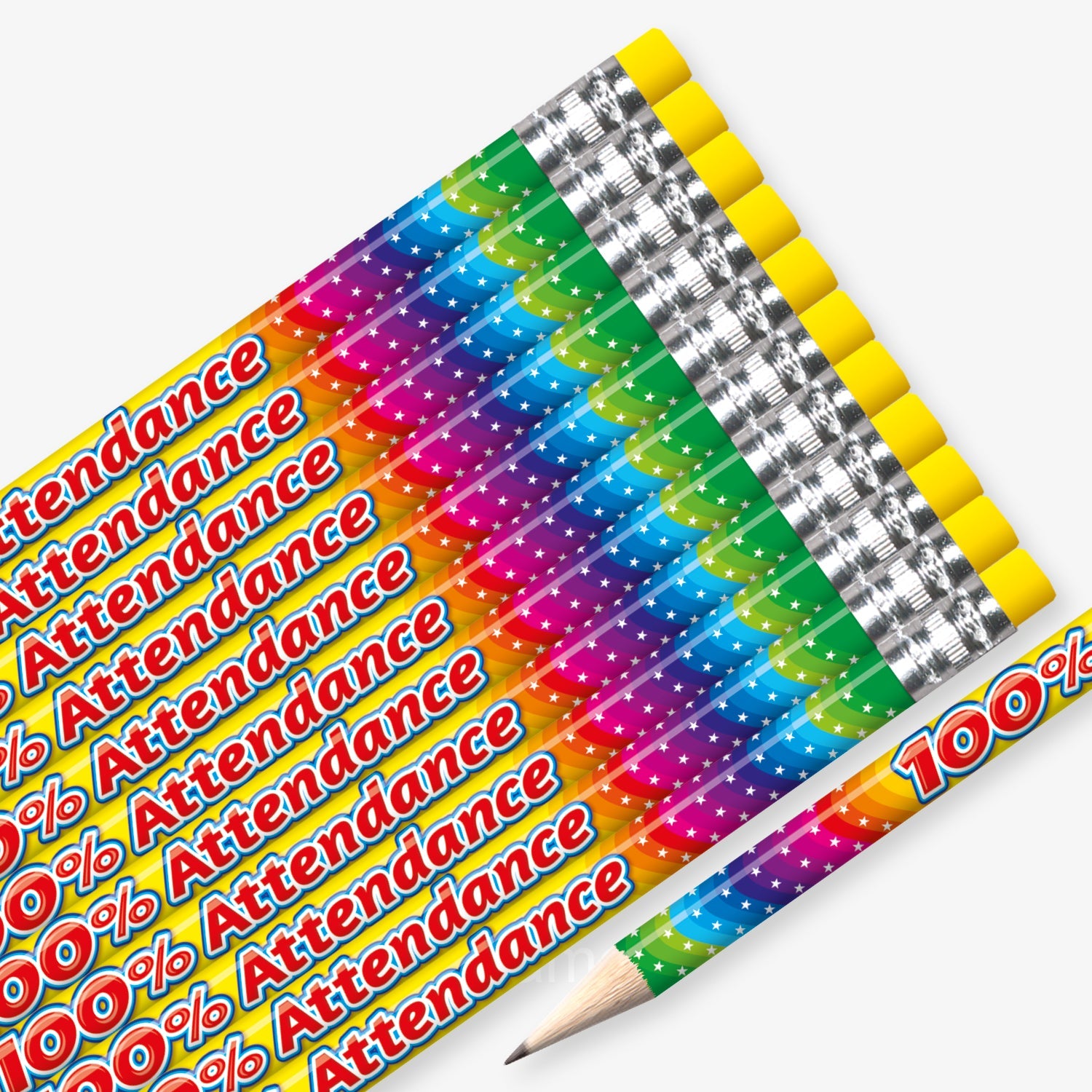 100% Attendance Rainbow Pencils | x 12 | Classroom Rewards