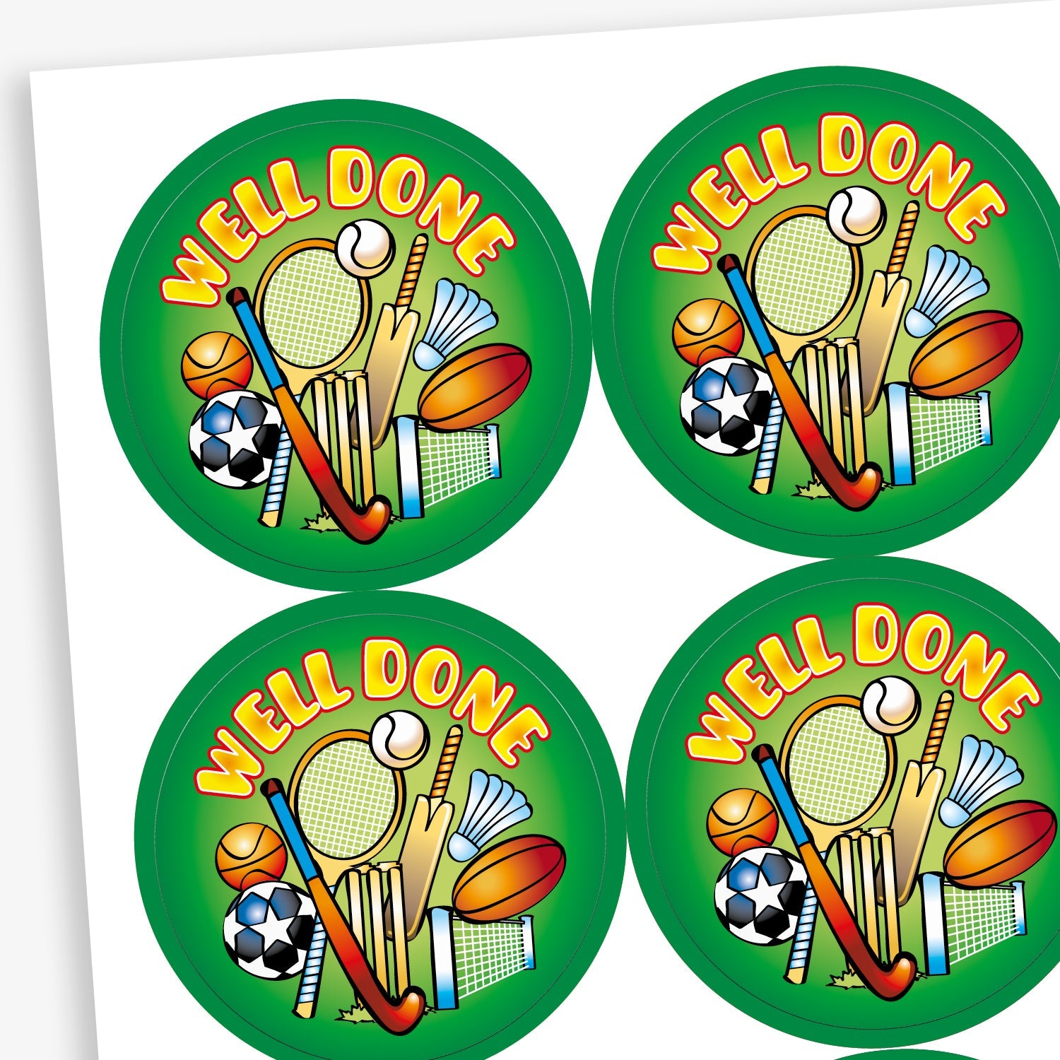 Well Done Sports Equipment stickers | 37mm | 35 Stickers
