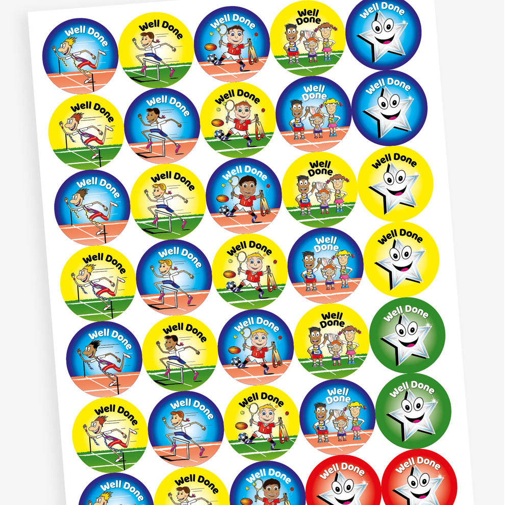 Well Done Sports Day Stickers | 37mm | Choose Your Pack Size