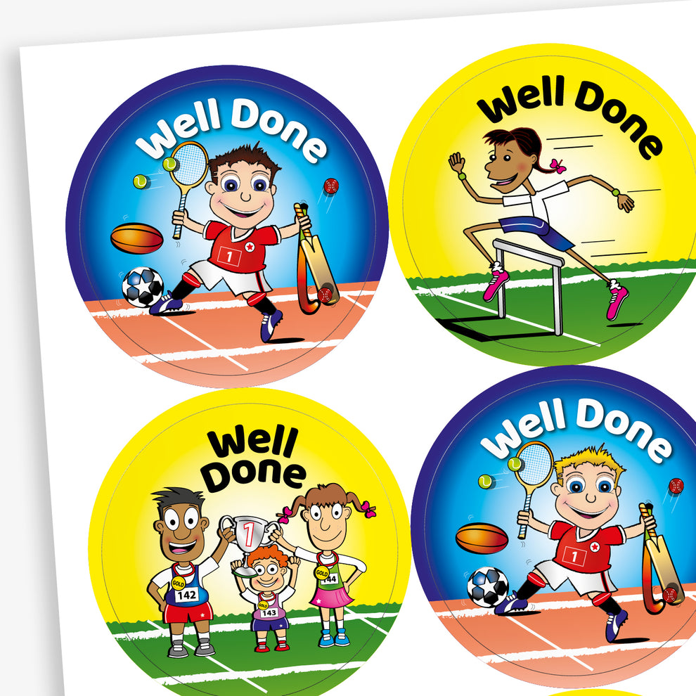 Well Done Sports Day Stickers | 37mm | Choose Your Pack Size
