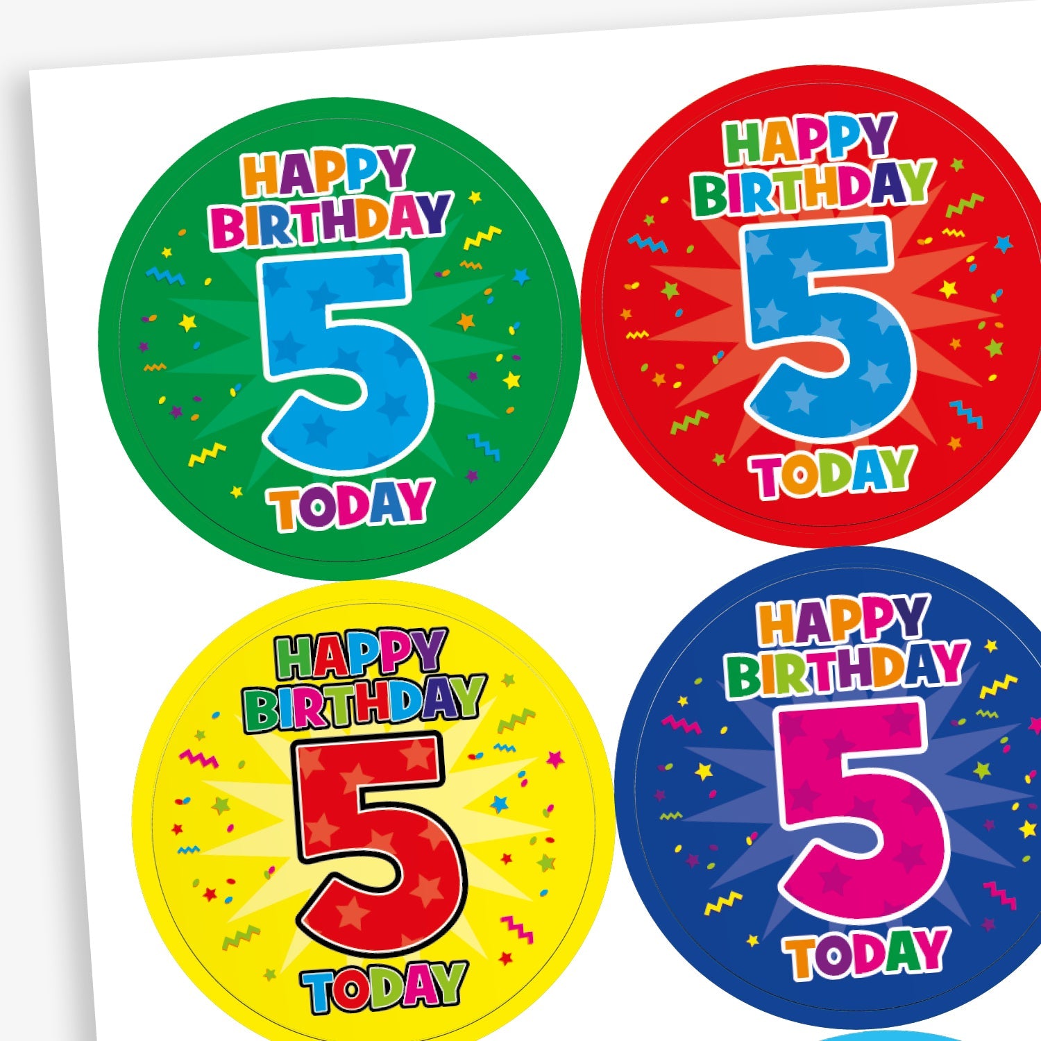 Happy Birthday 5 Today Stickers | 35 Stickers | 37mm