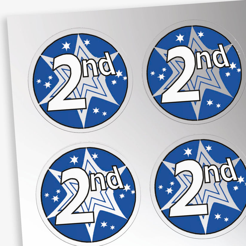 Second Place Stickers | Metallic | 37mm | 35 Stickers