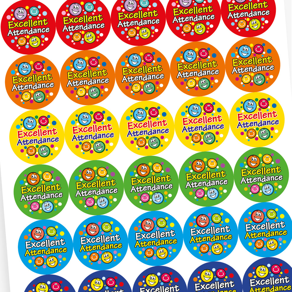 Excellent Attendance Stickers | 37mm | Pick a Pack Size