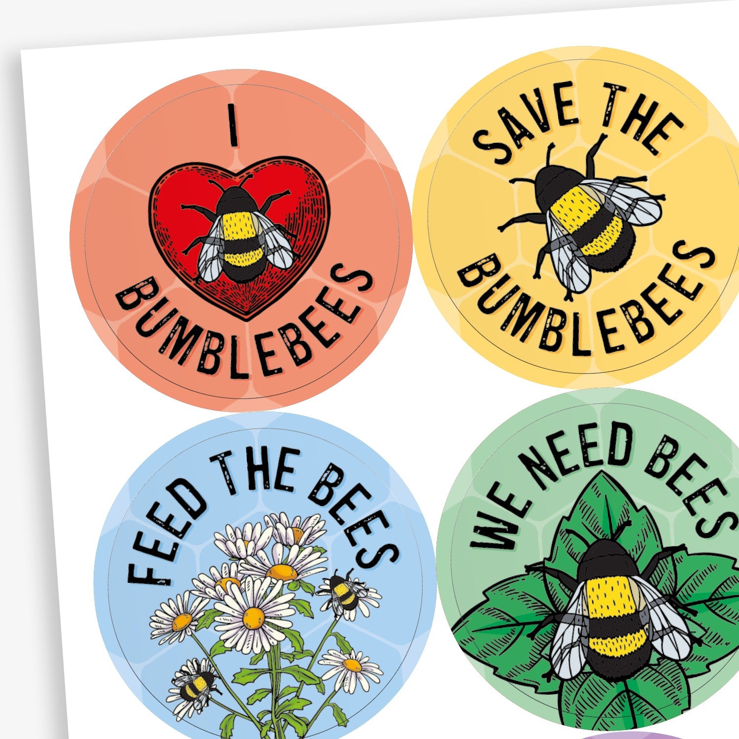 Save the Bees Stickers | 37mm Diameter | 35 Stickers