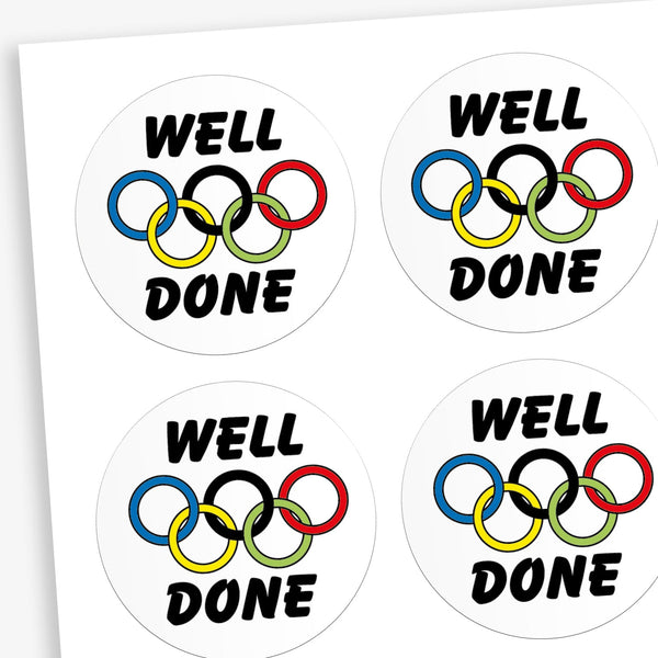 'Well Done' Sports Stickers | x 35 | 37mm | Sports Day