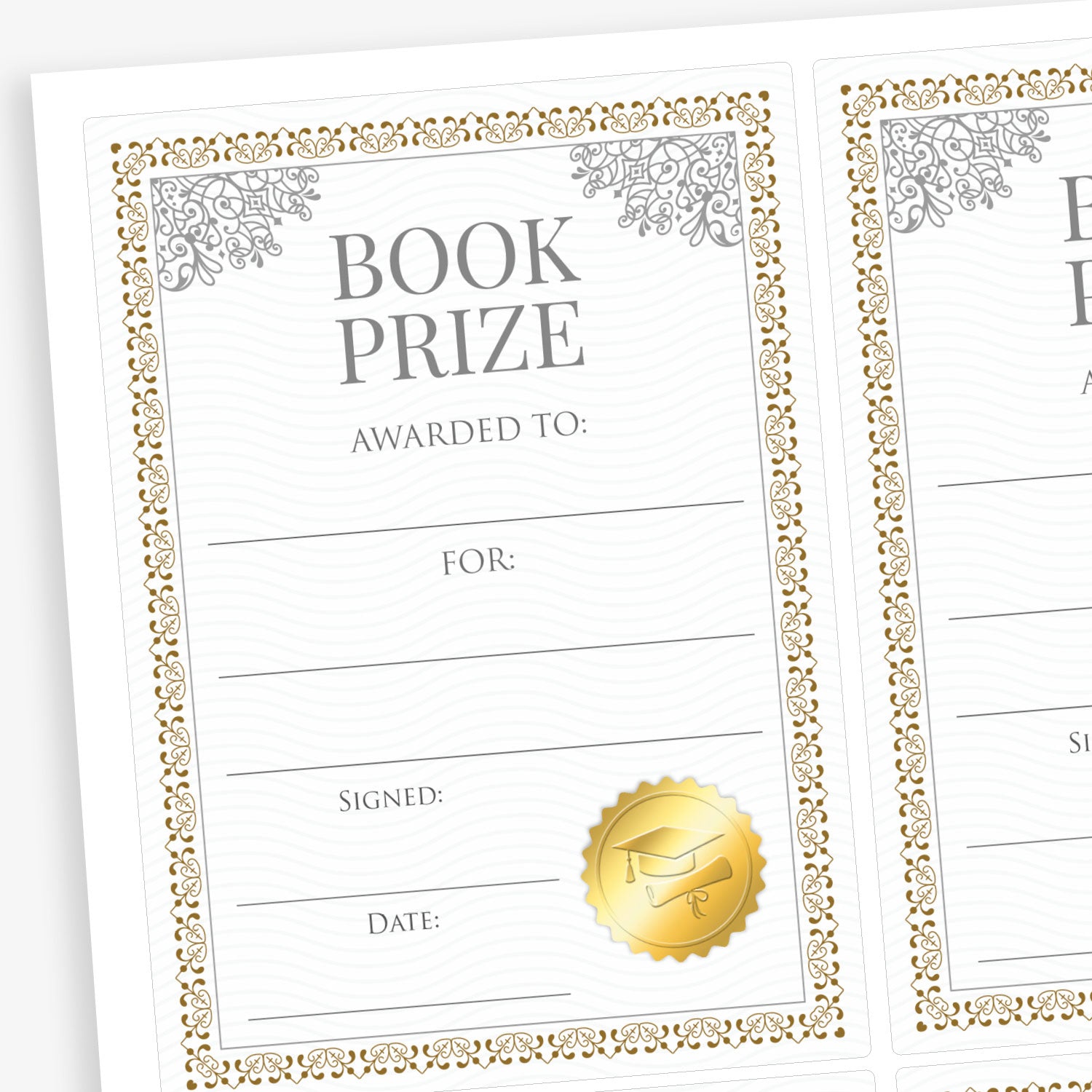 Book Prize Labels | 4 per sheet | 139mm x 99mm | Reward