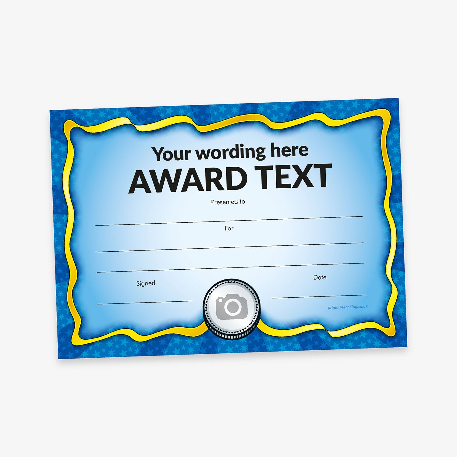 Personalised Blue Reward Certificate | A5 | Rewards