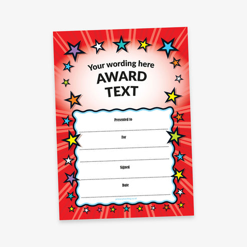 Personalised Star Certificate | Red | A5 | Rewards