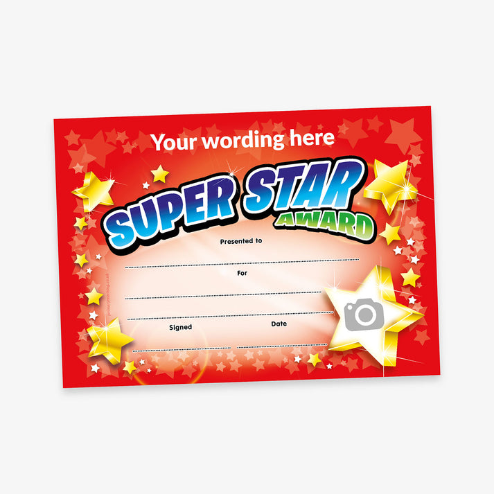 Personalised Super Star Award Certificate | A5 | Rewards