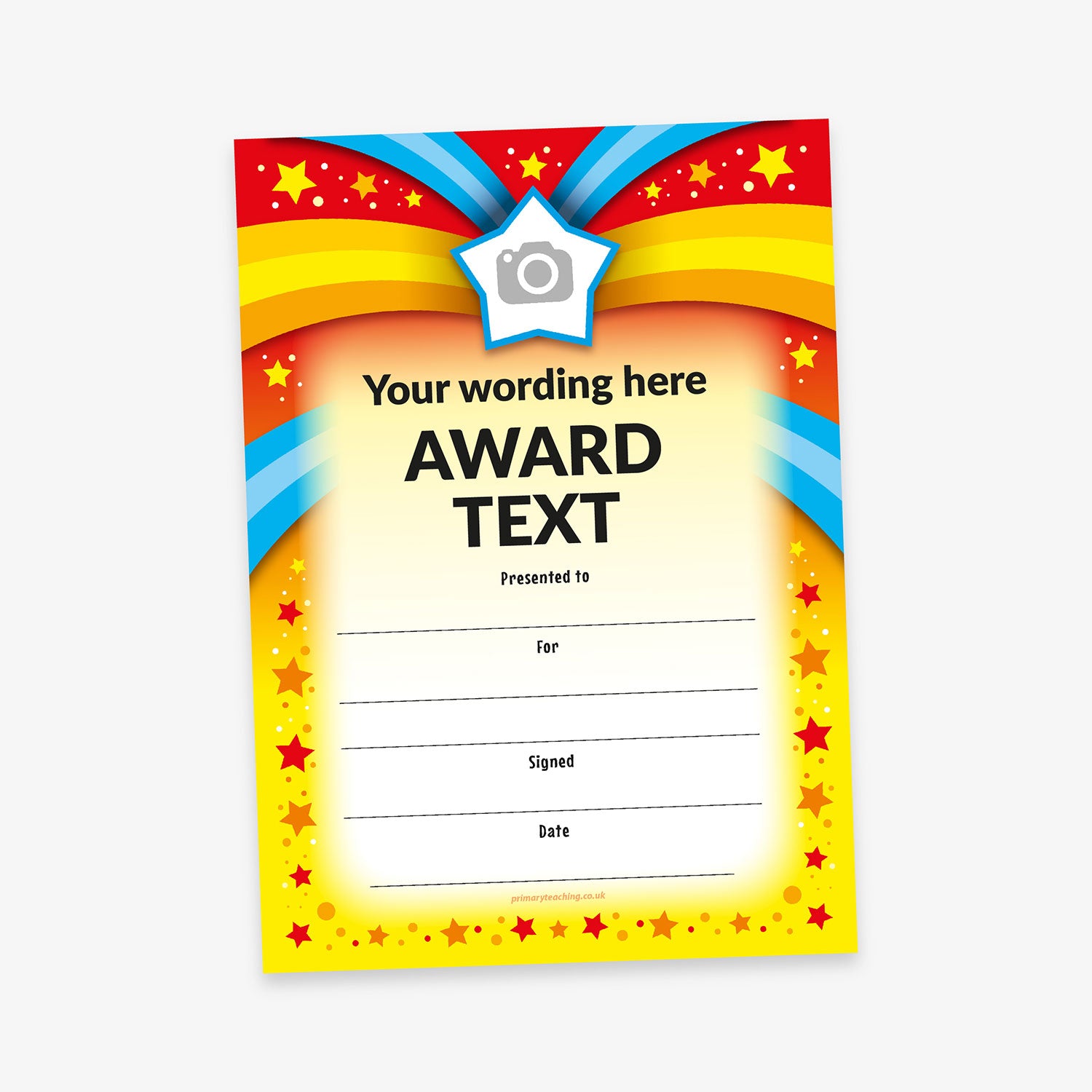 Personalised Star Certificate | Yellow | A5 | Rewards