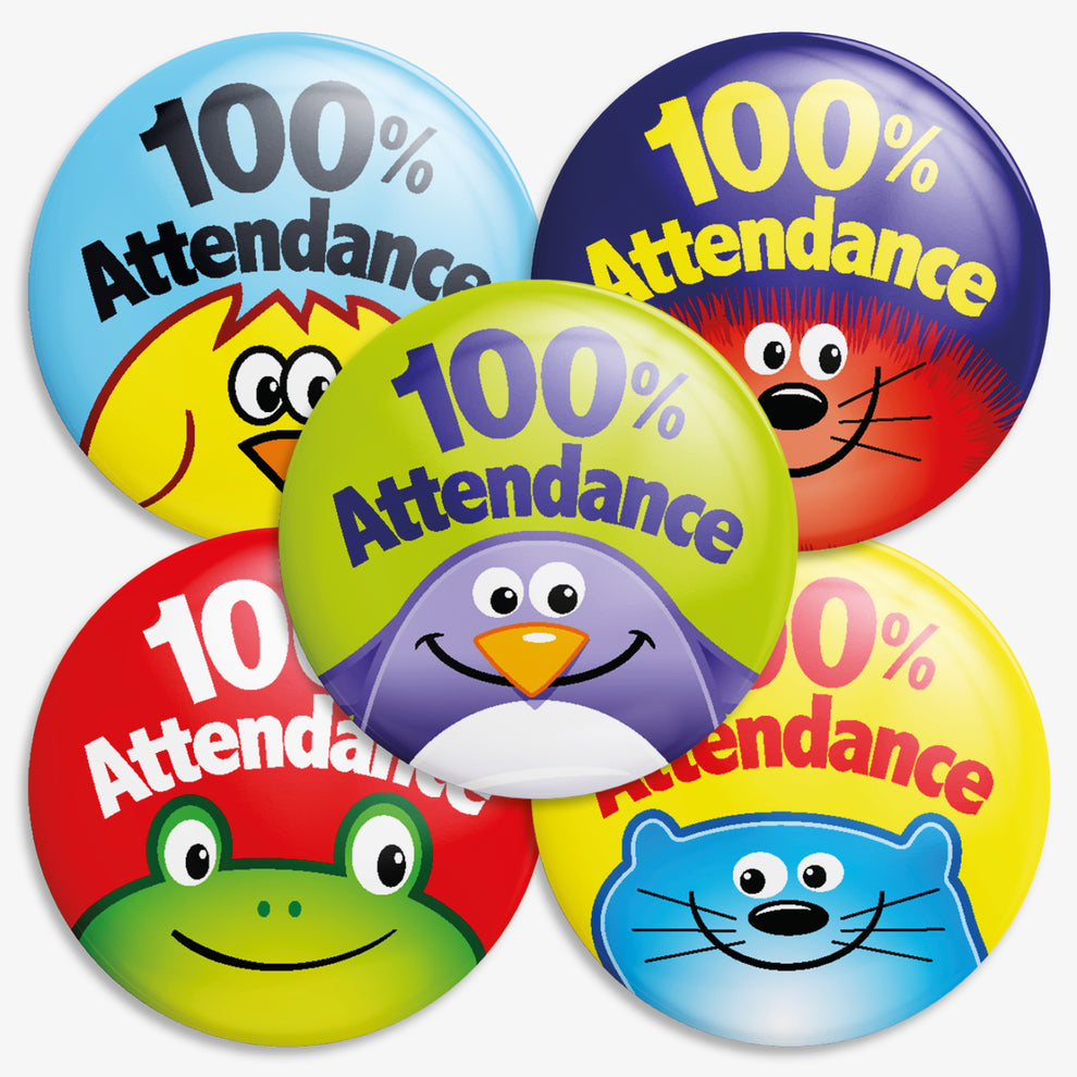 100% Attendance Badge Pot | Animal | 100 | 38mm | Rewards