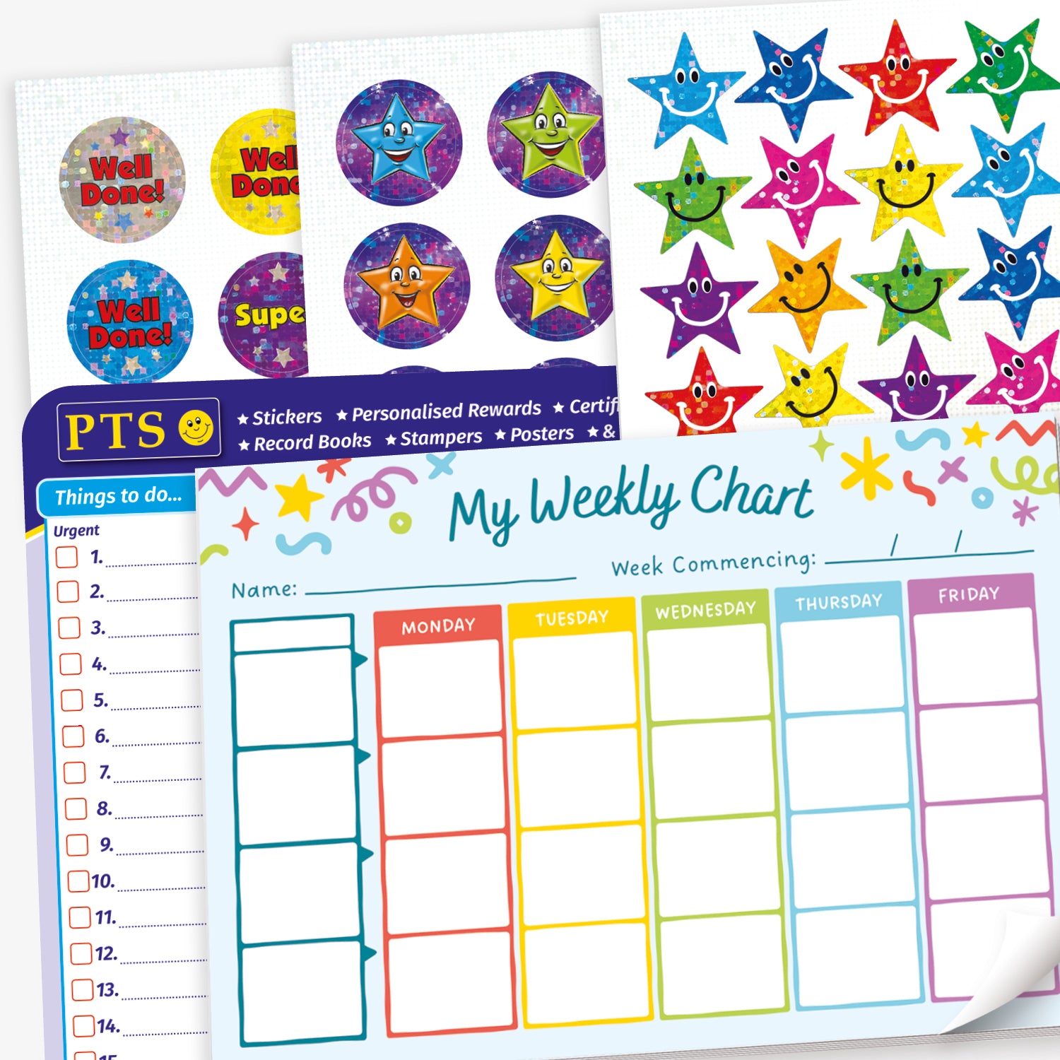 Weekly Chart Pad and Stickers | A4 Pad | 210 x Stickers
