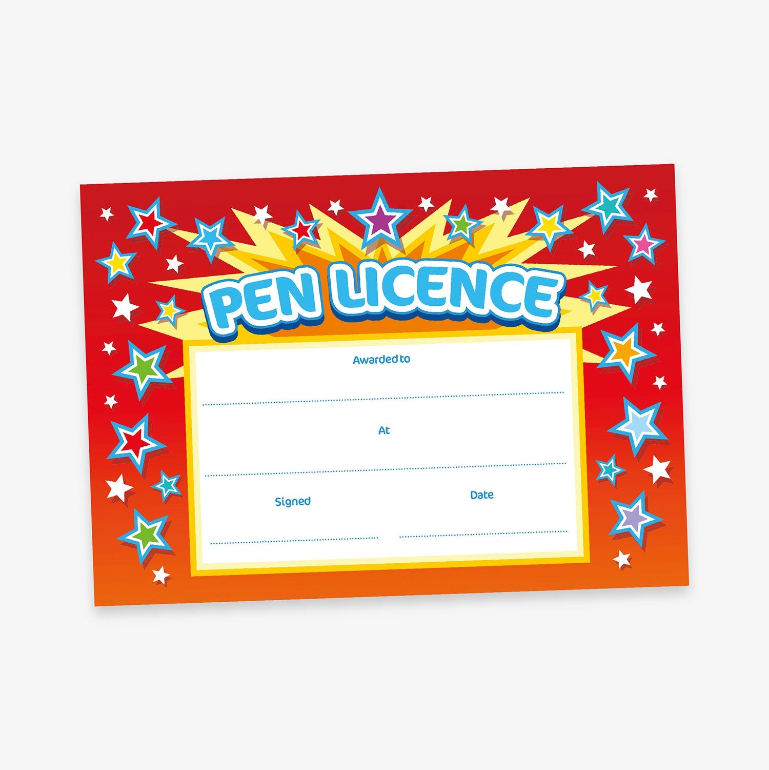 Pen Licence Certificates | Red | x 20 | A5 | Rewards