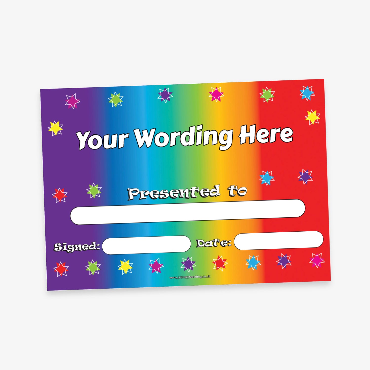 Personalised Spectrum Certificate | A5 | Pupil Reward