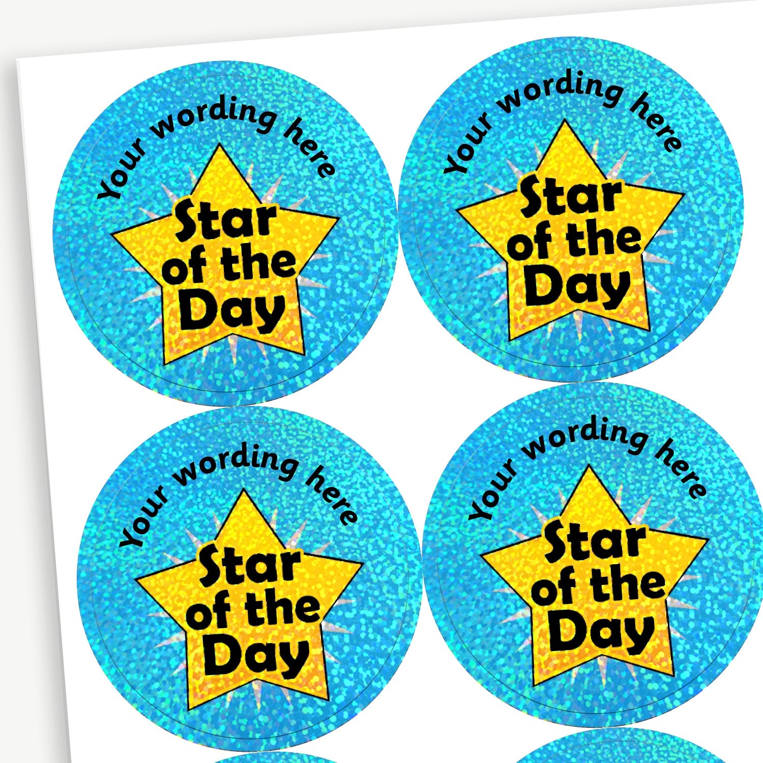 Personalised Holographic Star of the Day Stickers | 37mm