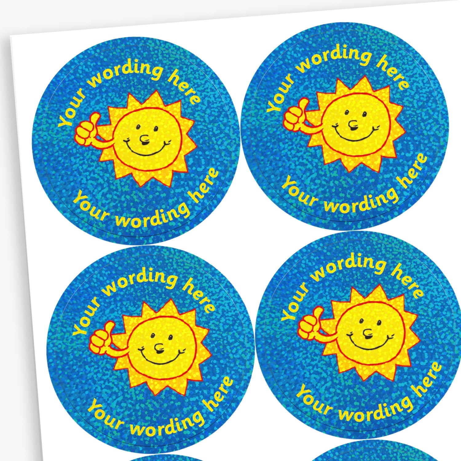 Personalised Holographic Sunshine Stickers | 37mm | x 35