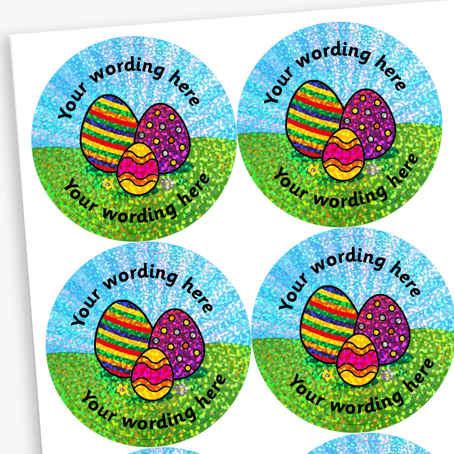 Personalised Easter Stickers | Holographic | 37mm | x 35