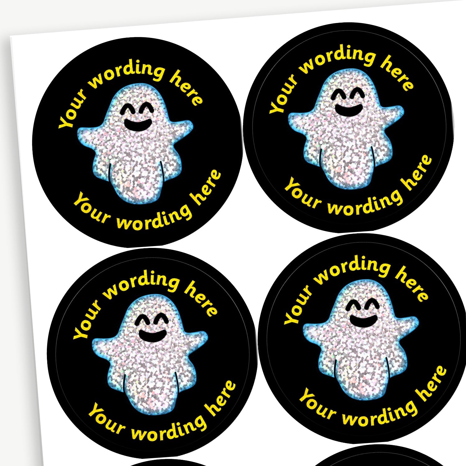 Personalised Holographic Ghost Stickers | Halloween | 37mm