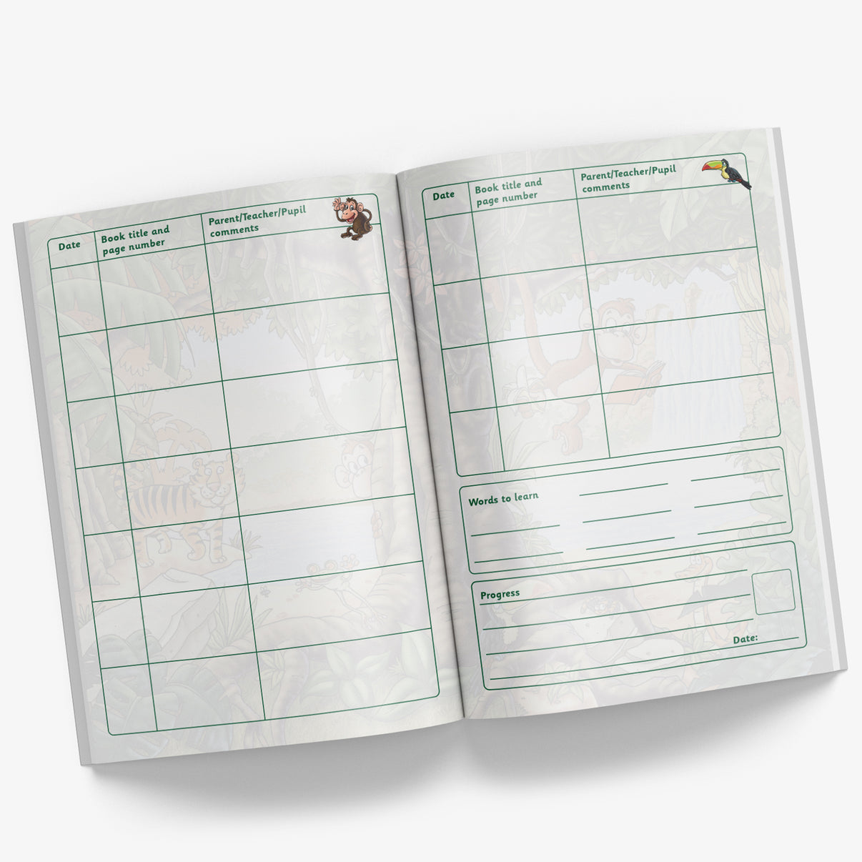 Reading Record Book | Jungle Theme | A5 | Home Learning