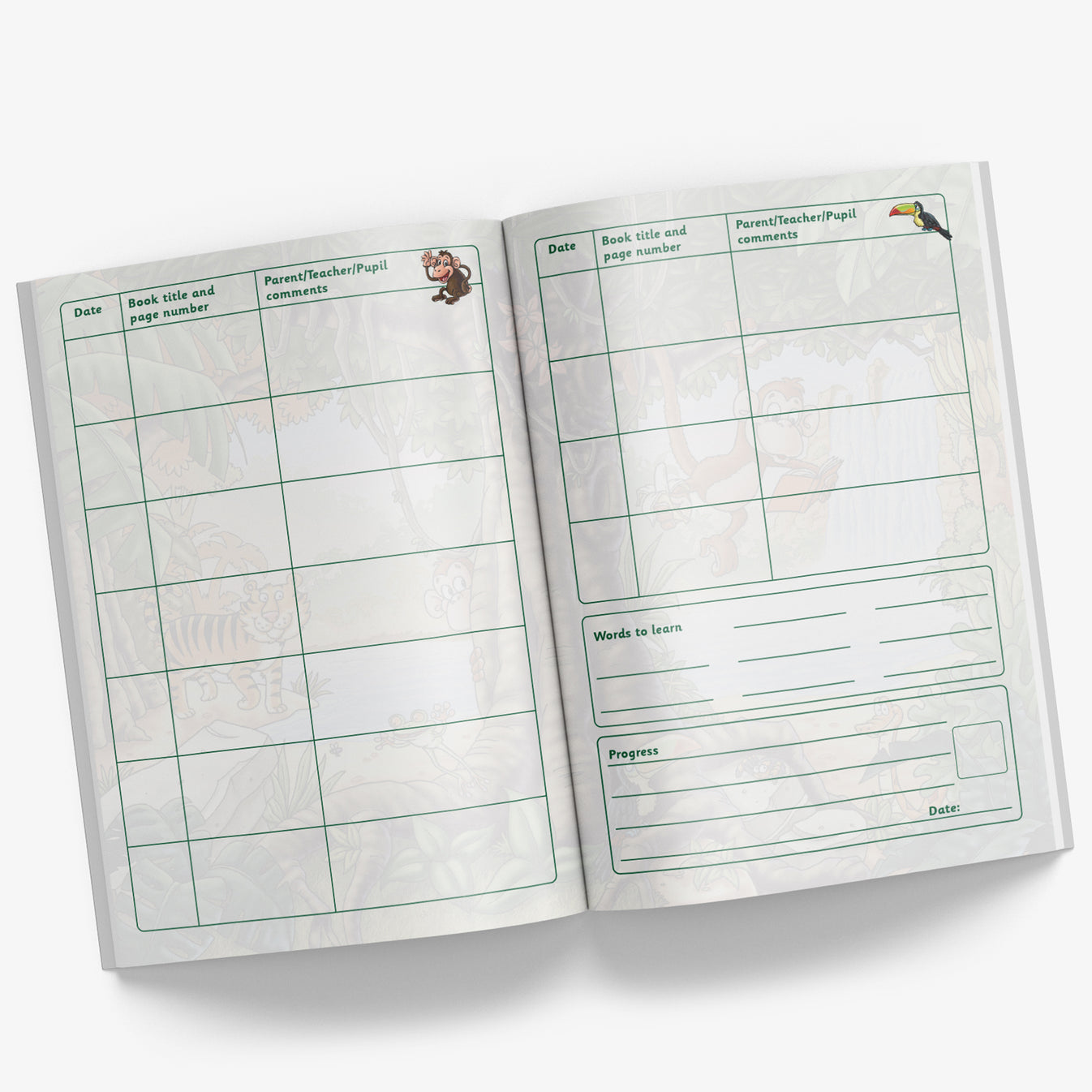 Reading Record Book | Jungle Theme | A5 | Home Learning