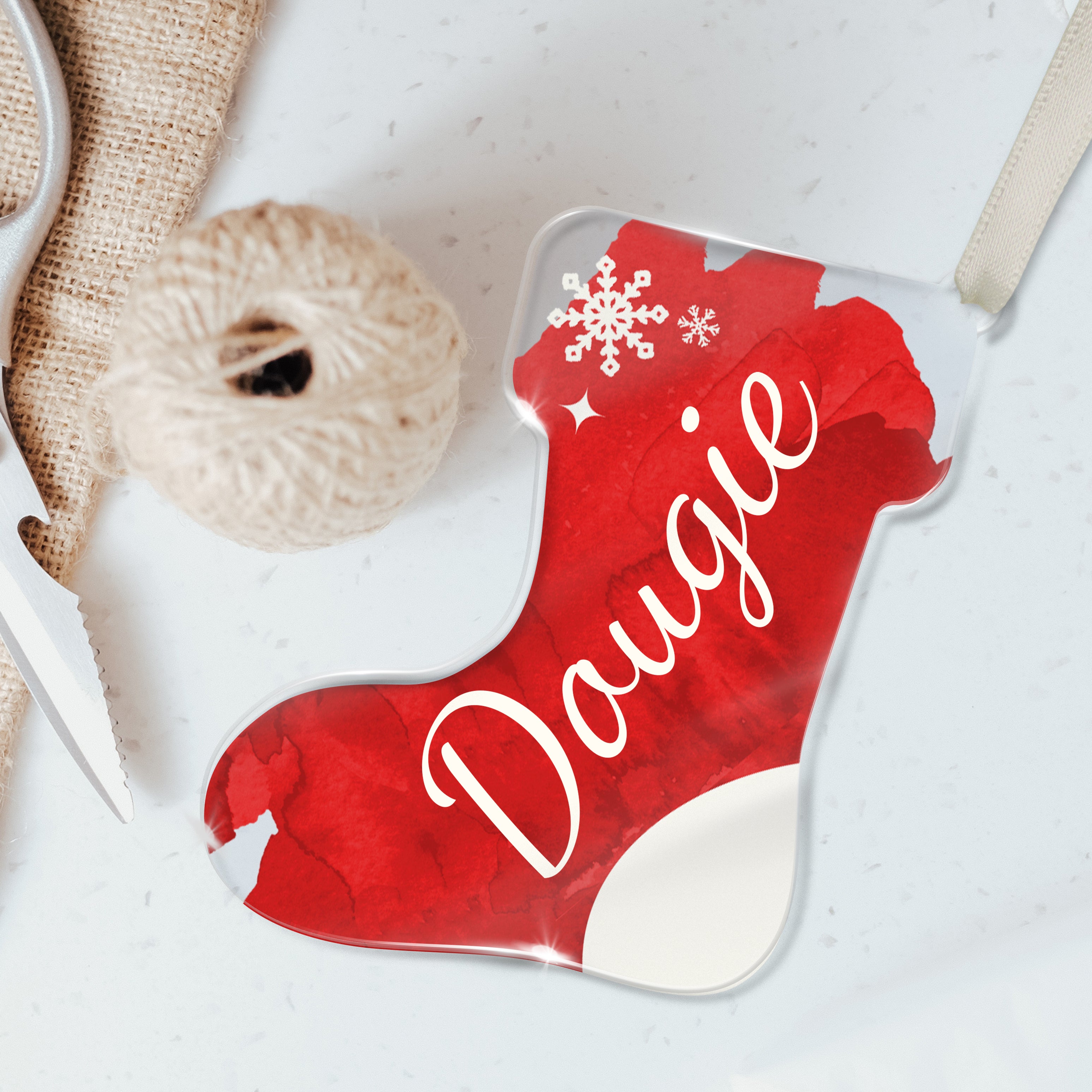 Personalised Christmas Name Tag Stocking Bauble - 87 x 97mm