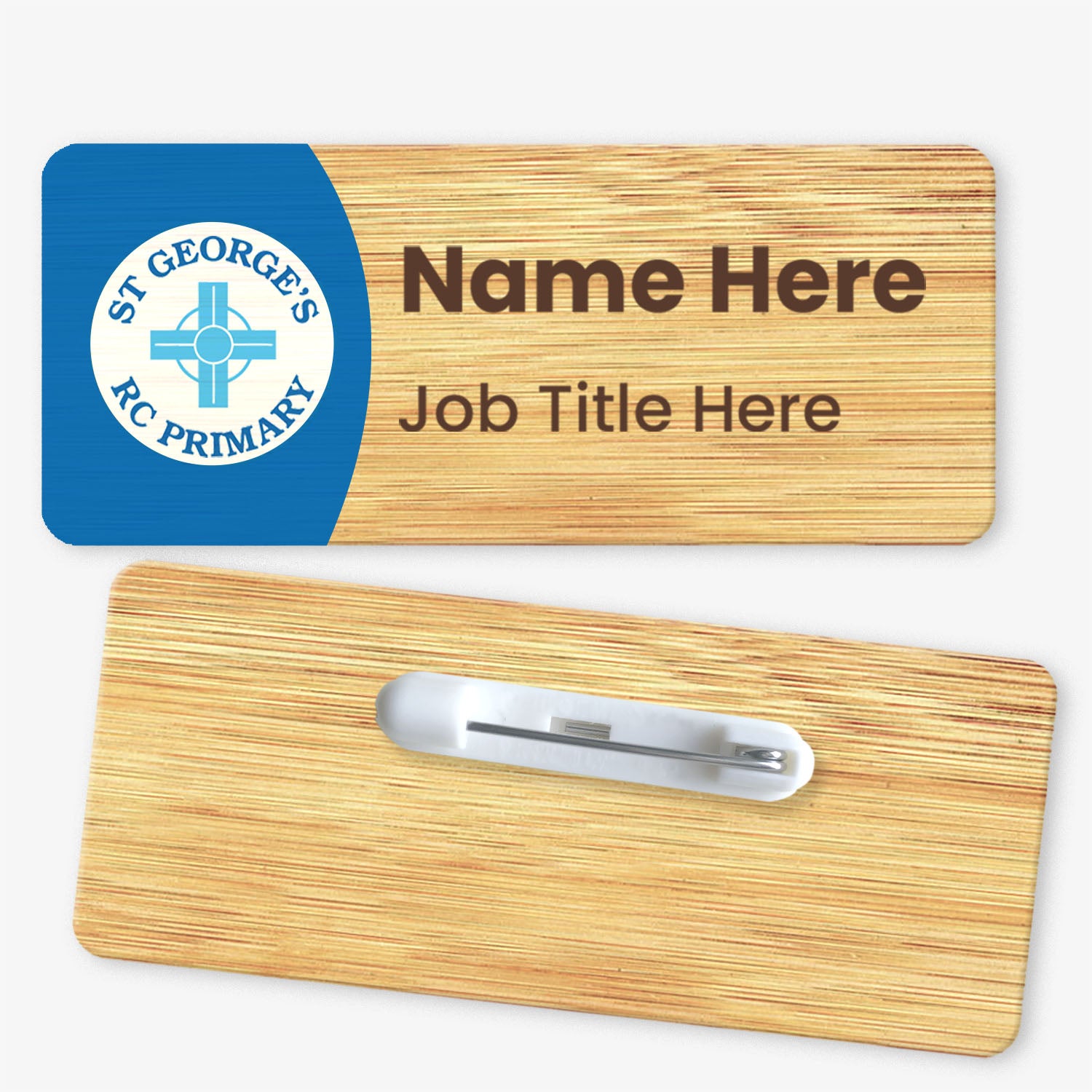 Personalised Bamboo Name Badge | Upload Logo | 76 x 32mm
