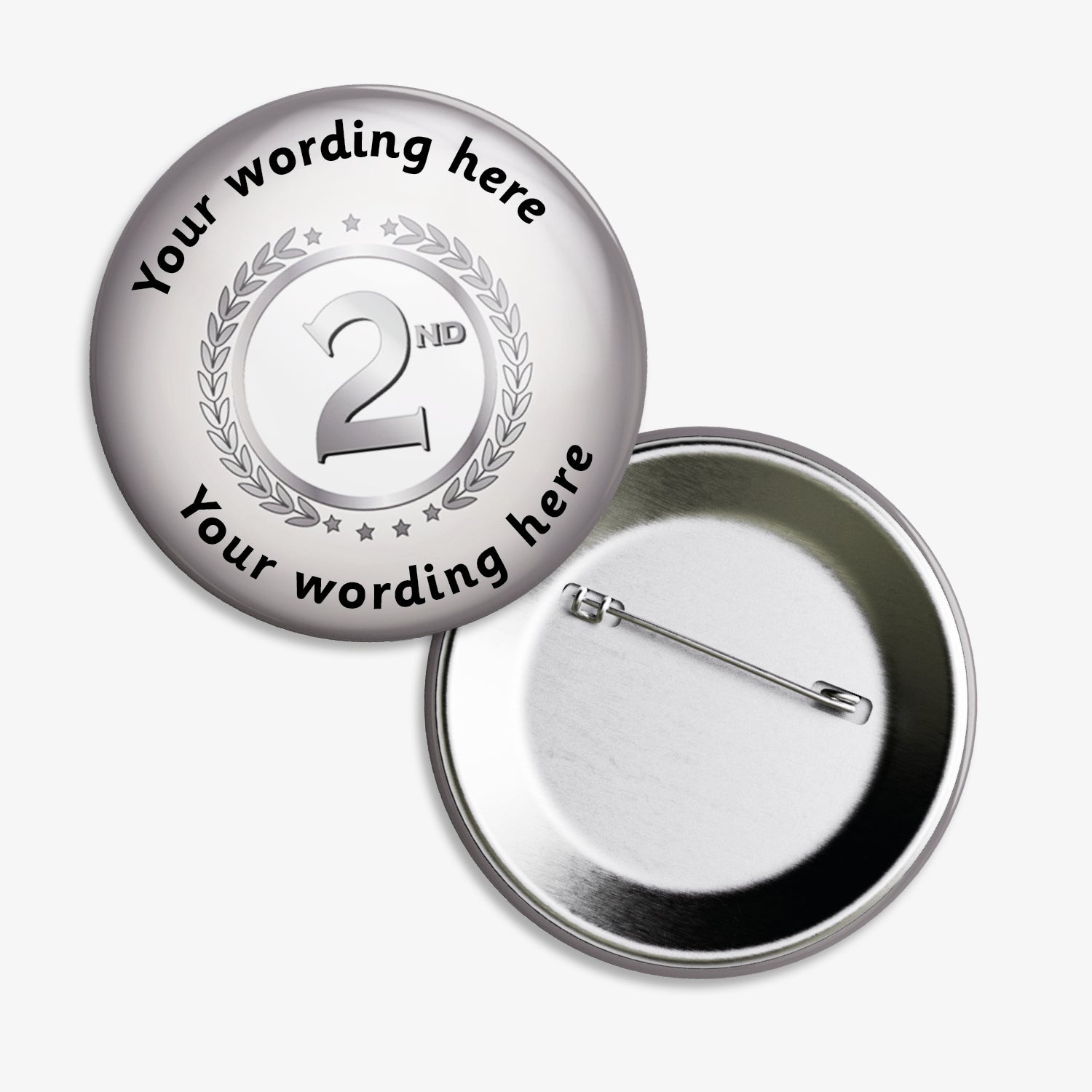 Personalised Silver 2nd Badges | x 10 | 50mm | Pupil Reward