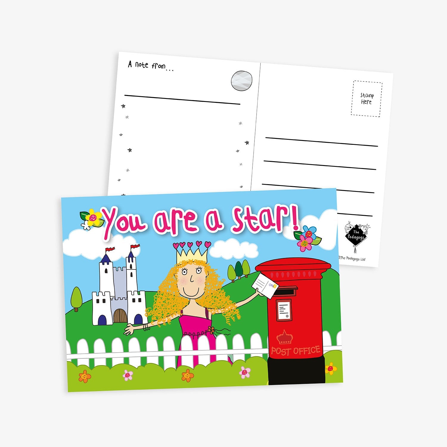 Pedagogs Glittery Postcards | You're a Star | Princess
