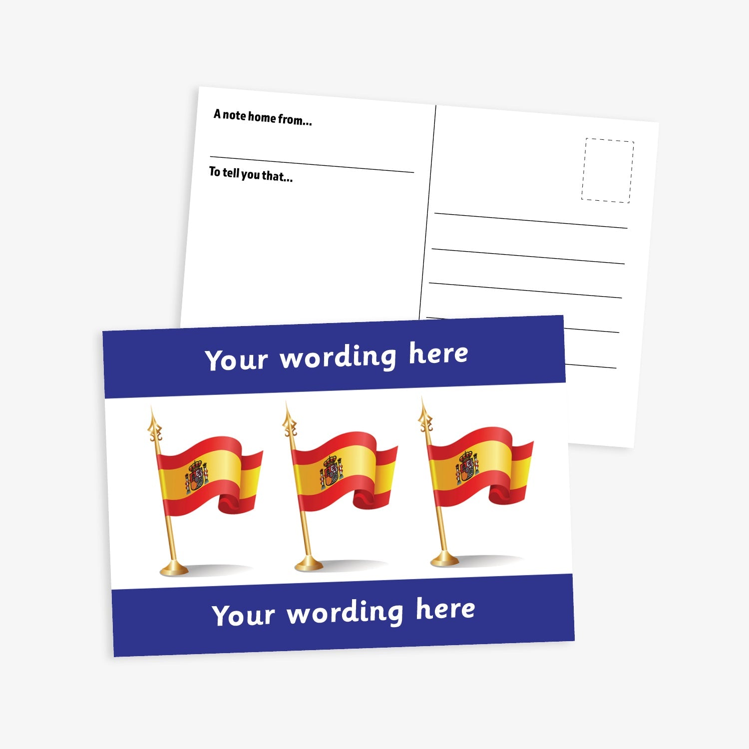 Personalised Spanish Flag Postcard | A6 | Blue Border