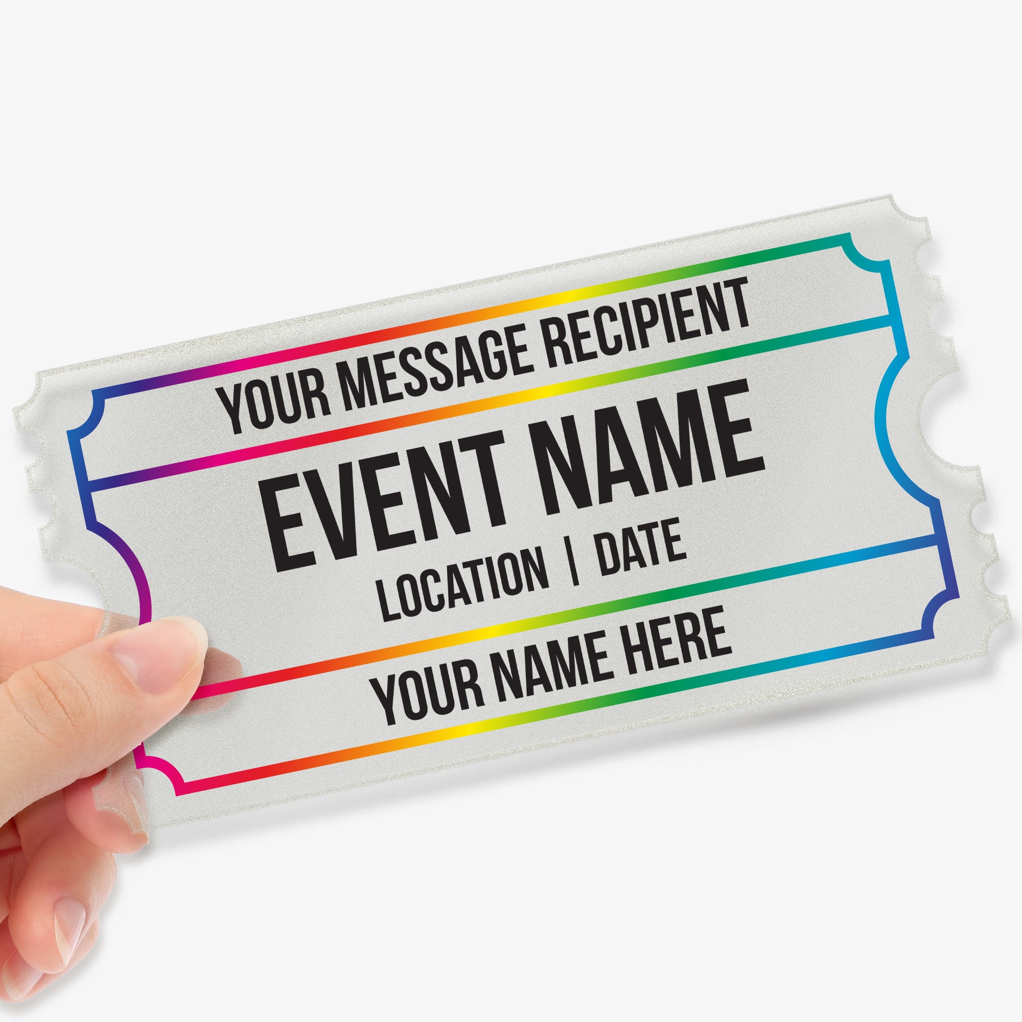 Personalised Bold Frosted Acrylic Ticket | 140mm x 70mm