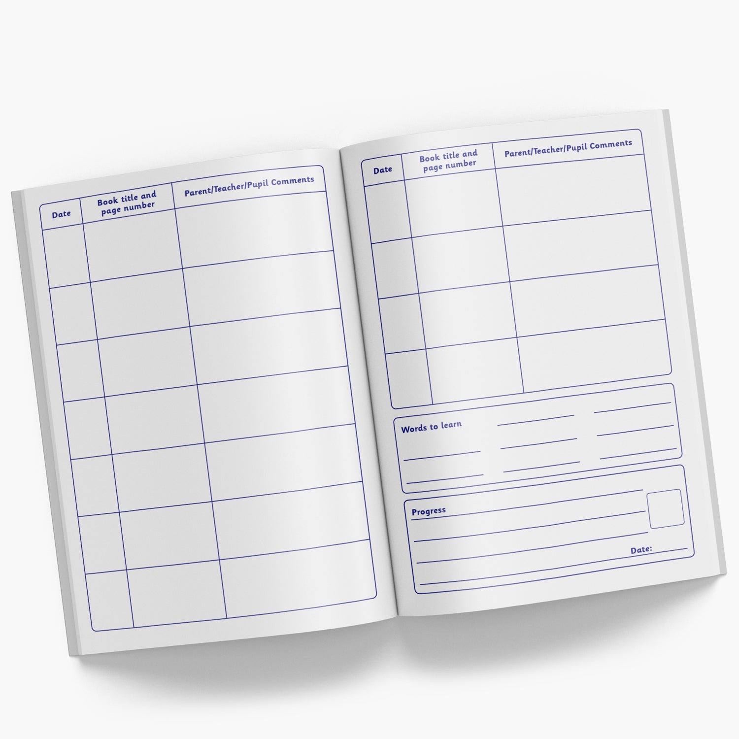 Reading Record Book | Blue | A5 Size | Home Learning