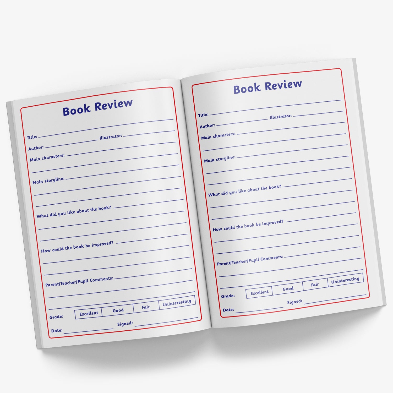 Reading Record Book | Blue | A5 Size | Home Learning