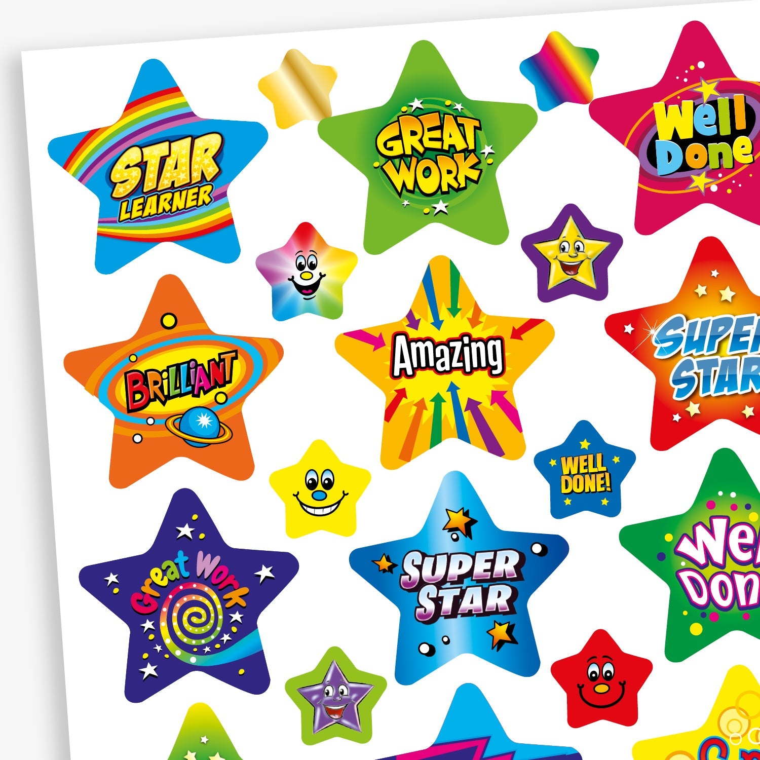 Bright Reward Stickers | Star Shaped | Classroom Rewards