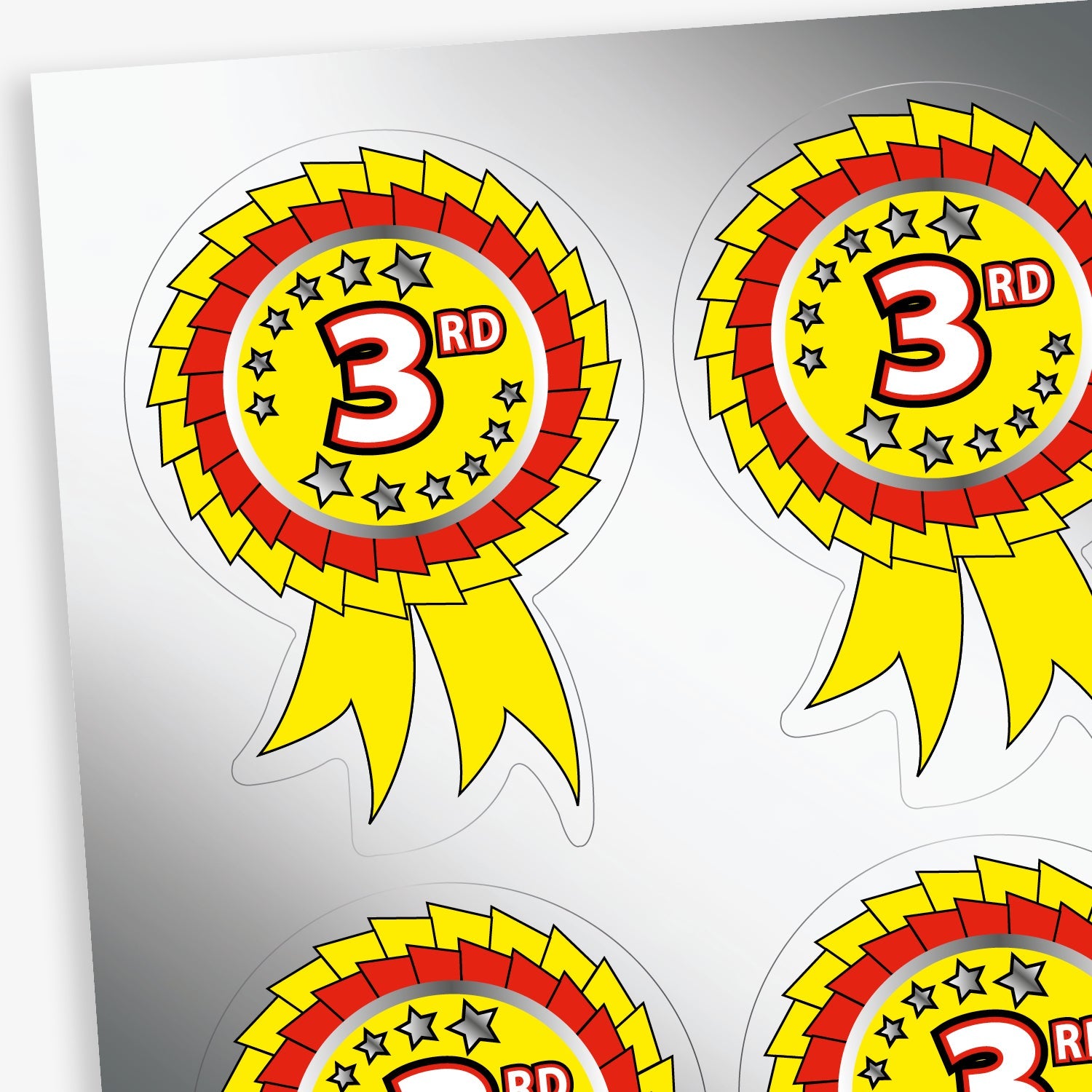 Metallic 3rd Place Rosette Stickers | x25 | 54mm x 37mm