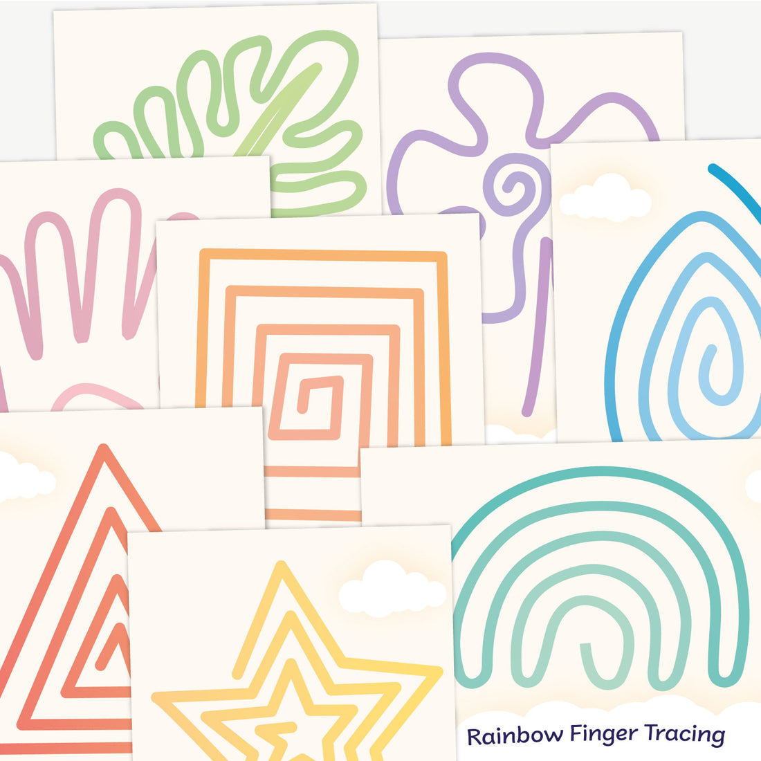 8 Finger Tracing Calming Cards | A5