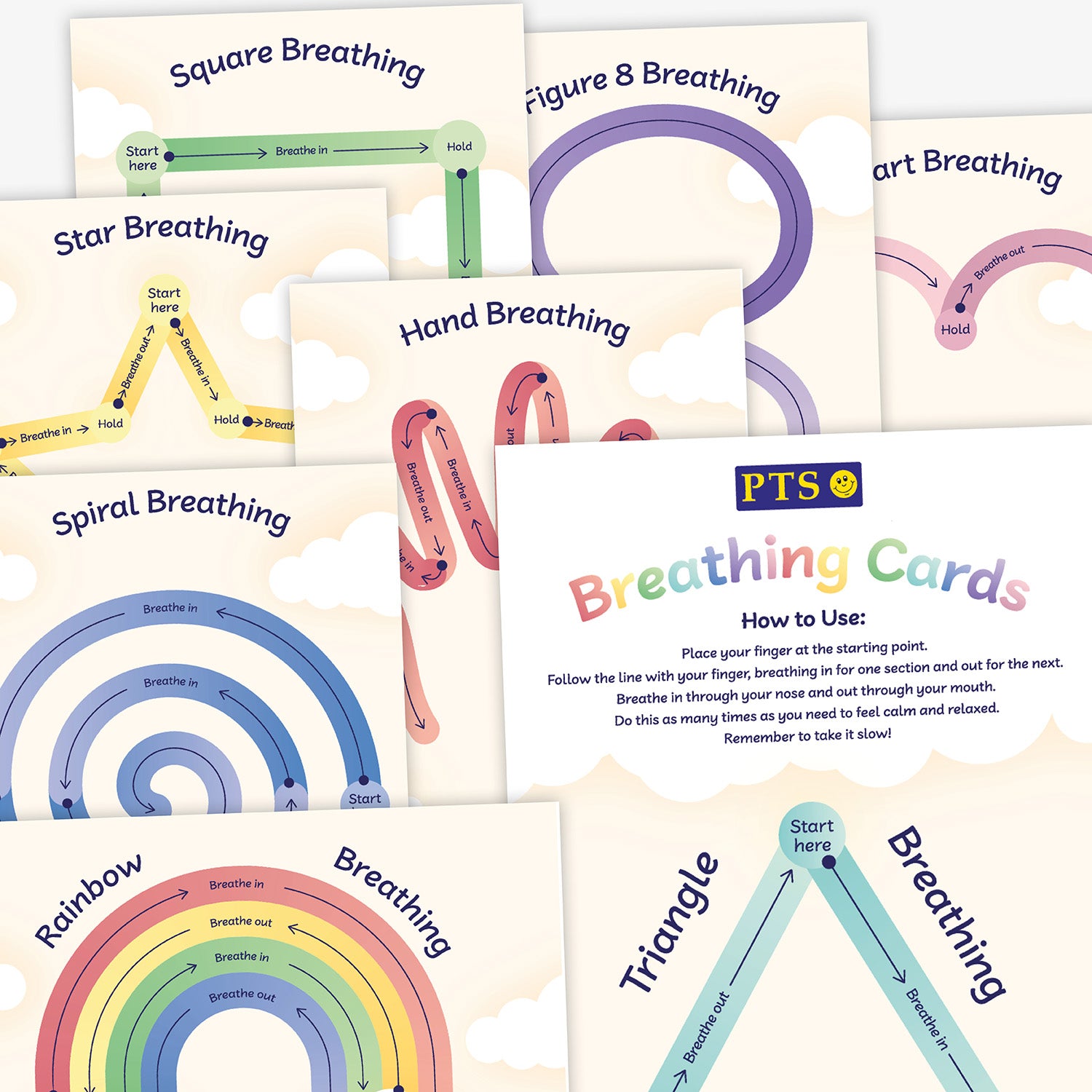 8 Finger Tracing Breathing Cards | A5 | Manage Anxiety