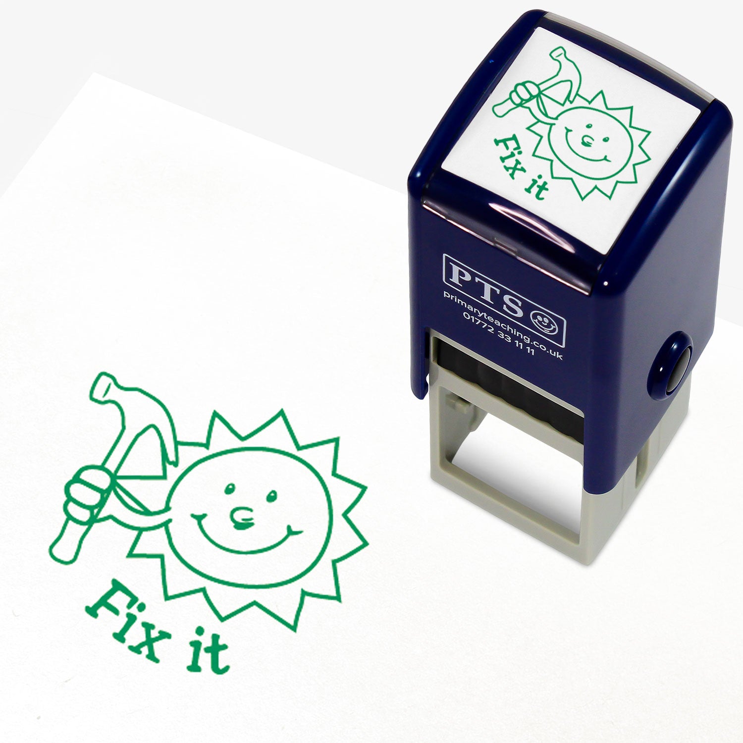 'Fix It' Sunshine Pre-inked Stamper | Green Ink | 25mm