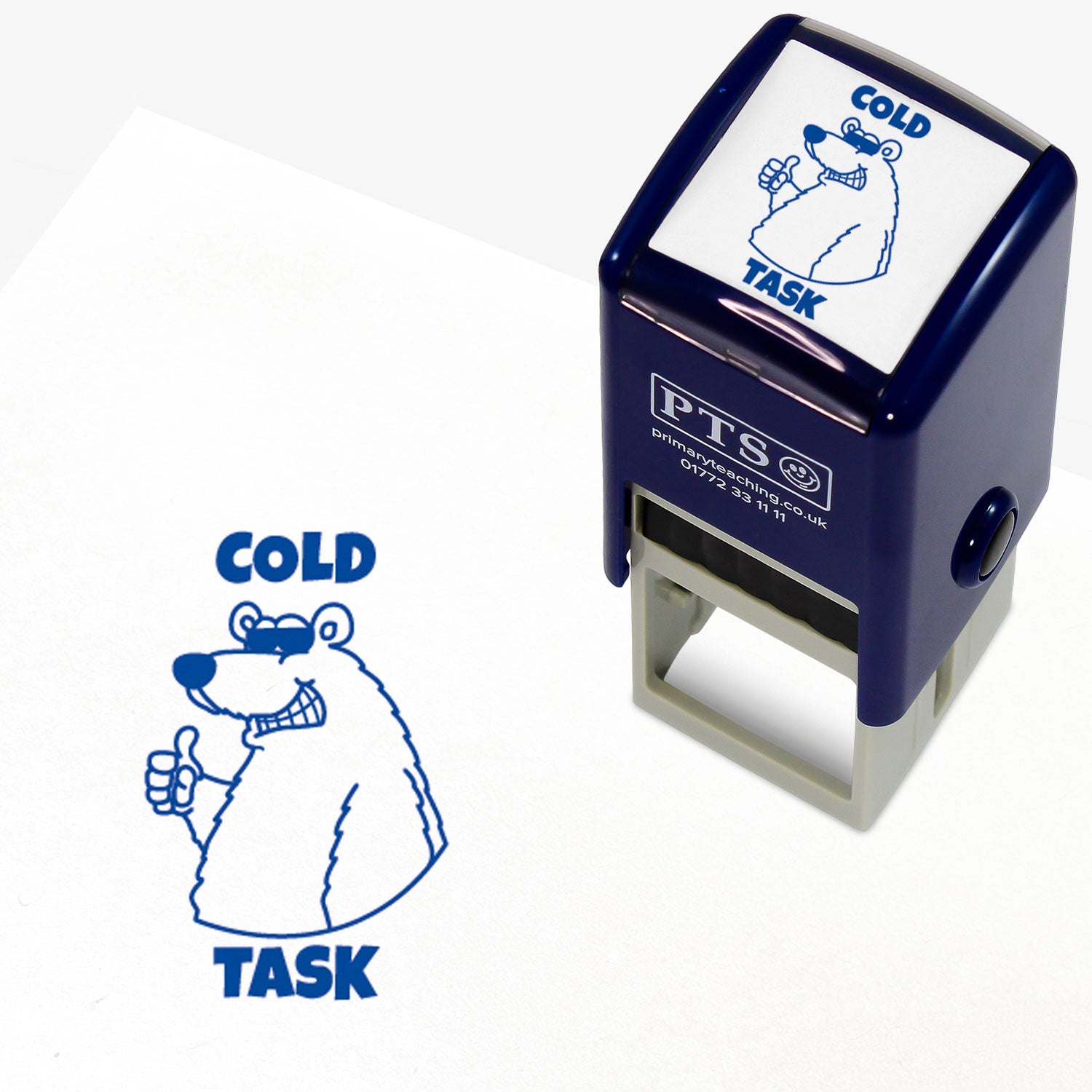 'Cold Task' Polar Bear Pre-inked Stamper | Blue | 25mm