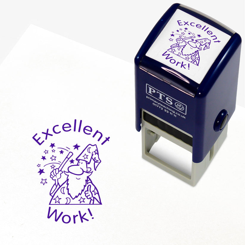 Excellent Work Wizard Stickers | 25mm | Choice of Ink Colour