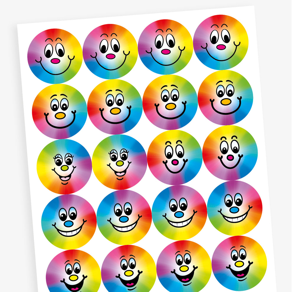 Rainbow Smiley Stickers | 32mm | Choose Your Pack Size